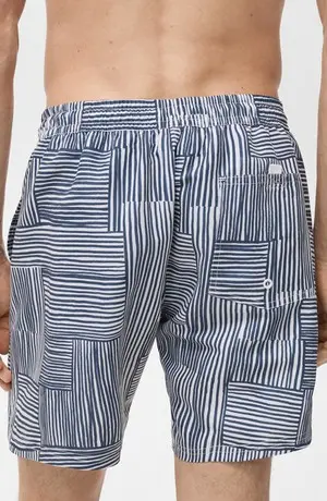 Mango Stripe Print Swim Trunks