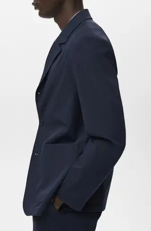 Mango Slim Fit Suit Jacket - Navy