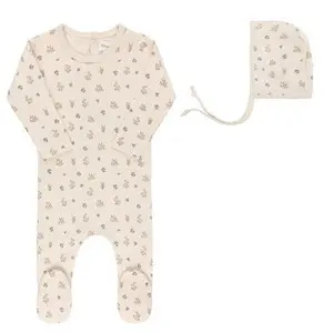 ELY'S & CO. Footie And Bonnet Set - Ivory Boy