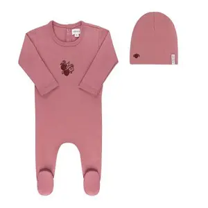 ELY'S & CO. Fruit Collection Footie And Beanie Set - Pink Apple