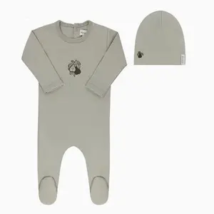 ELY'S & CO. Fruit Collection Footie And Beanie Set - Sage Pear