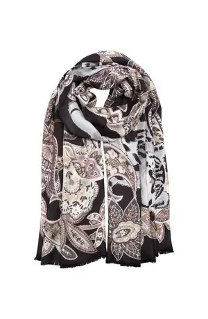 Echo Snow Leopard Silk Wrap - Black