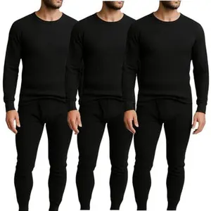 BENBEN 3 Pack Waffle Knit Thermal Loungewear Set Black/black/black