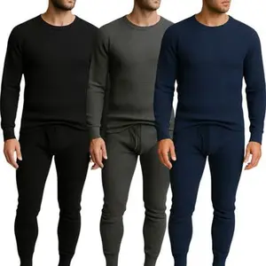 BENBEN 3 Pack Waffle Knit Thermal Loungewear Set - Black/charcoal/navy