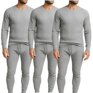 BENBEN 3 Pack Waffle Knit Thermal Loungewear Set - Grey/grey/grey