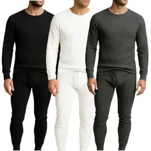 BENBEN 3 Pack Waffle Knit Thermal Loungewear Set - White/black/charcoal