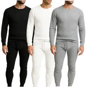 BENBEN 3 Pack Waffle Knit Thermal Loungewear Set - White/black/grey