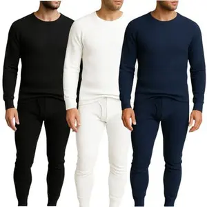 BENBEN 3 Pack Waffle Knit Thermal Loungewear Set - White/black/navy