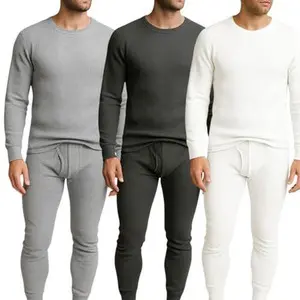 BENBEN 3 Pack Waffle Knit Thermal Loungewear Set White/charcoal/grey