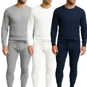BENBEN 3 Pack Waffle Knit Thermal Loungewear Set White/navy/grey