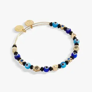 ALEX AND ANI Evil Eye Beaded Bangle Bracelet - Gold Blue