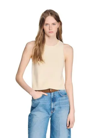 Sandro Sleeveless Fine Knit Top