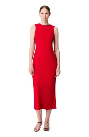 Another Tomorrow Cowl Back Sheath Dress - Scarlet