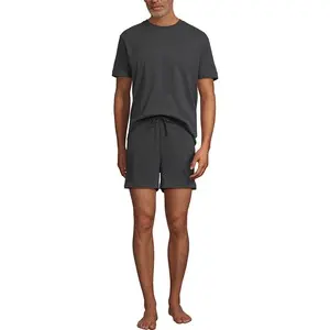 LANDS' END Short Sleeve Knit Jersey Short Sleep Set Dark Charcoal Heather