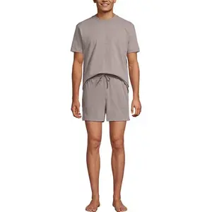 LANDS' END Short Sleeve Knit Jersey Short Sleep Set - Light Bark Heather