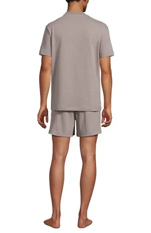 LANDS' END Short Sleeve Knit Jersey Short Sleep Set - Light Bark Heather