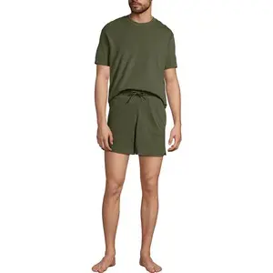 LANDS' END Short Sleeve Knit Jersey Short Sleep Set River Stone Green