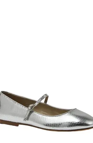 LANDS' END Classic Metallic Mary Jane Flats - Silver