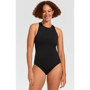 LANDS' END D-cup Tugless High Neck One Piece Swimsuit - Black