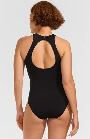 LANDS' END D-cup Tugless High Neck One Piece Swimsuit