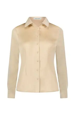 THE NOLI SHOP Paulina Silk Blouse - Gold