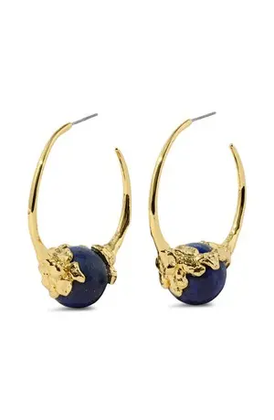 Alexis Bittar Brut Lapis Hoop Earrings - Lapis Stones