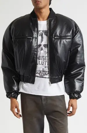 LU'U DAN Riot Faux Leather Bomber Jacket