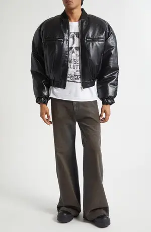 LU'U DAN Riot Faux Leather Bomber Jacket