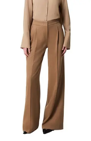 Another Tomorrow Pleated Wide-leg Trousers - Camel