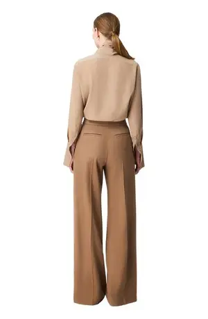 Another Tomorrow Pleated Wide-leg Trousers - Camel
