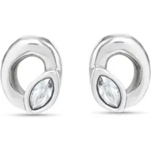 UNODE50 Oval Crystal Stud Earrings - Silver