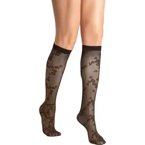 Wolford Floret Knee High Socks - Dark Wood