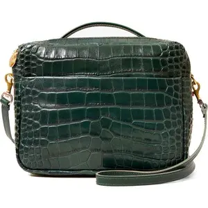 Clare V. Mirabel Croc Embossed Leather Crossbody Bag