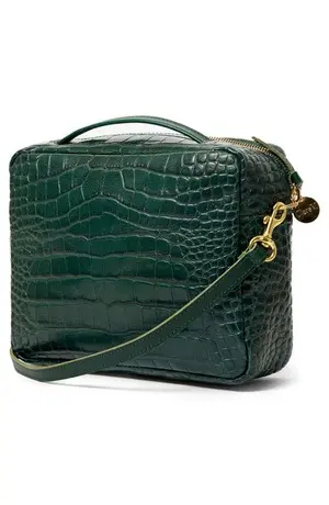 Clare V. Mirabel Croc Embossed Leather Crossbody Bag