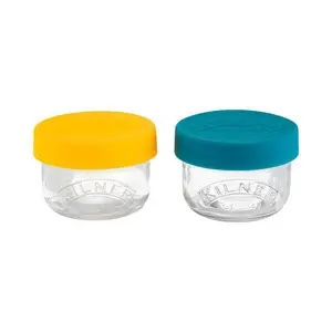 KILNER Storage Snack & Store Jars With Push Top Silicone Lids - Clear