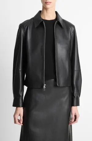 Vince Cropped Leather Jackets