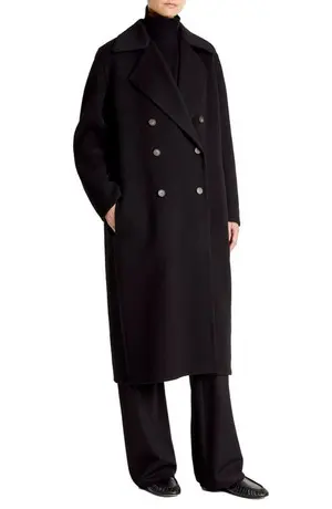 Vince Double-breasted Wool Blend Coat - Black