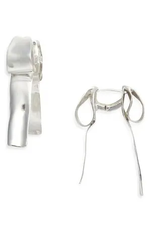 SHANA CAVE Big Bow Hoop Earrings - Silver