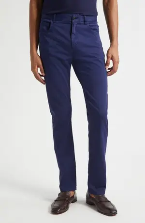 Isaia Five-pocket Stretch Cotton & Cashmere Pants - Blue