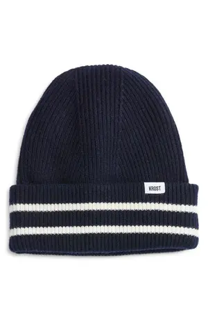 KROST Stripe Wool Beanie - Dark Navy