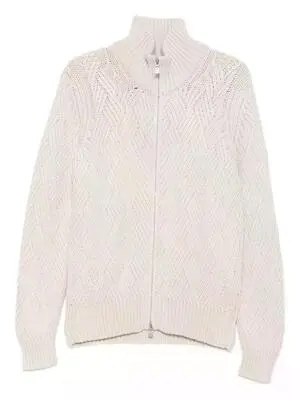 BARBA NAPOLI Patterned Zip-up Cardigan - Neutrals