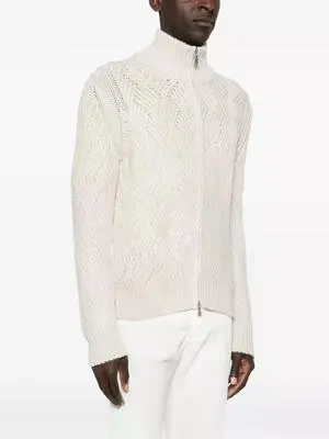 BARBA NAPOLI Patterned Zip-up Cardigan - Neutrals