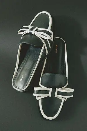 Maeve 3d Bow Loafer Slides - Black & White