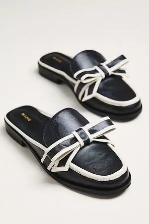 Maeve 3d Bow Loafer Slides - Black & White