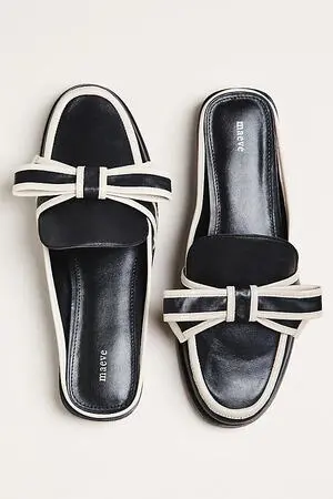 Maeve 3d Bow Loafer Slides - Black & White