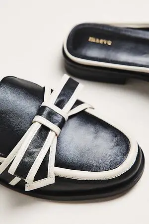 Maeve 3d Bow Loafer Slides - Black & White