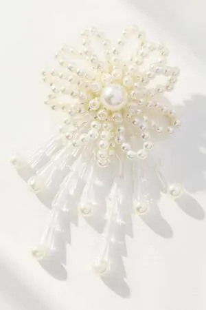 Anthropologie Floral Brooch - Pearl