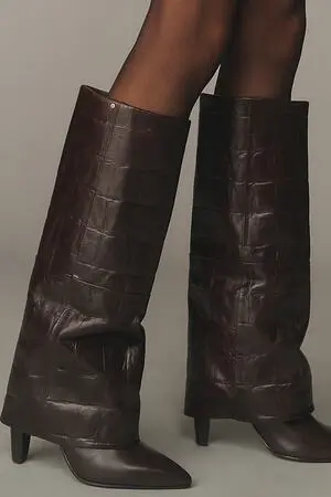 BRONX Jad-ey Croc Embossed Foldover Boots