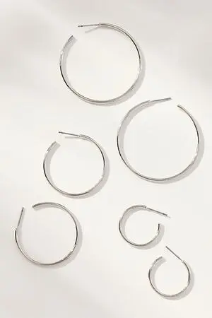 ANTHROPOLOGIE Classic Hoop Earring Set Of 3
