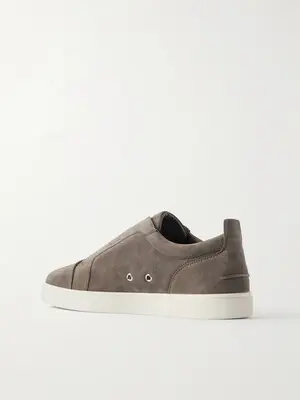 CHRISTIAN LOUBOUTIN St Louis Suede Slip-on Sneakers - Gray